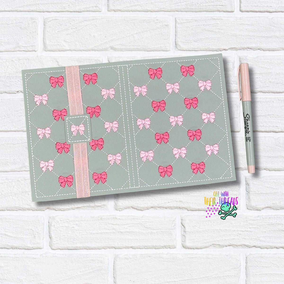 DIGITAL DOWNLOAD Quilted Bow A6 Notebook Cover – Off With Their Threads