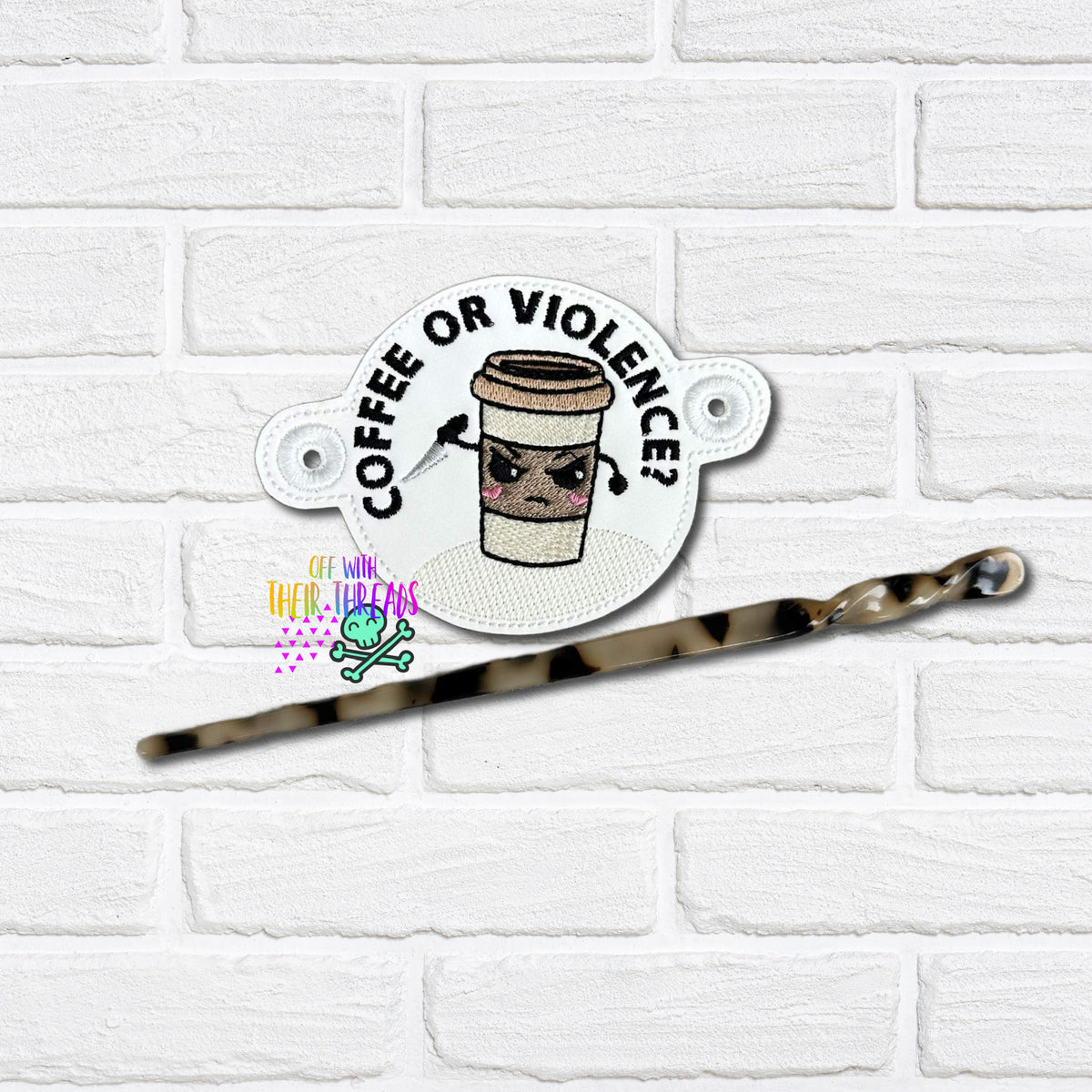 DIGITAL DOWNLOAD Coffee Or Violence Hair Holder Bun Cover – Off With ...