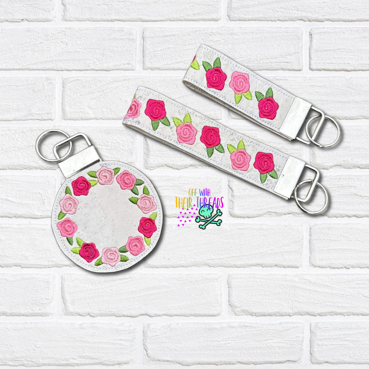 DIGITAL DOWNLOAD Rose Key Fob Set 3 SIZES INCLUDED – Off With Their Threads